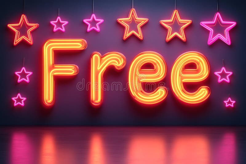 The Word Free Created in Bold and Vibrant Neon Lights with Radiant ...