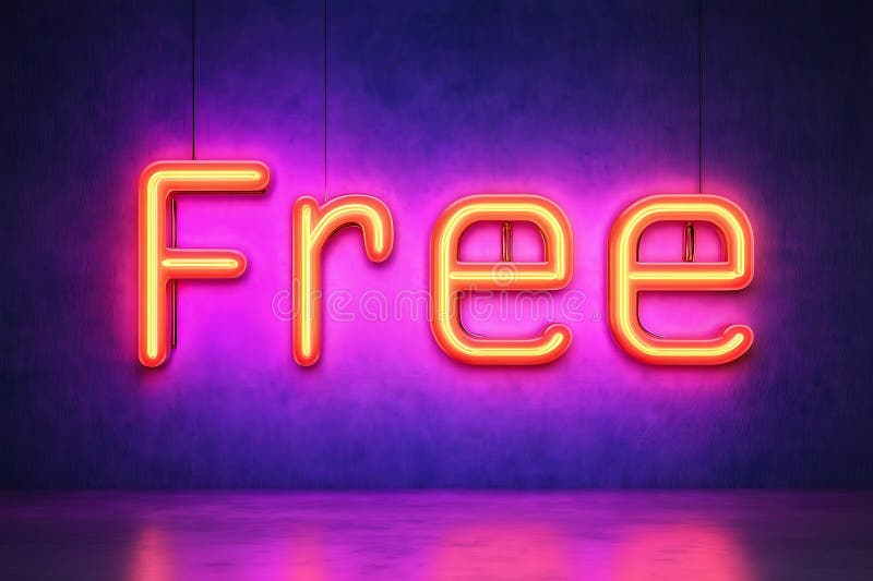 The Word Free Created in Bold and Vibrant Neon Lights with Radiant ...