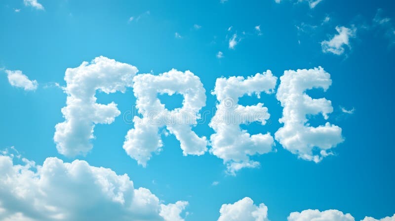 Word "Free" Formed by Clouds in a Clear Blue Sky_3 Stock Illustration ...