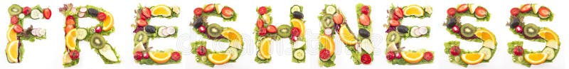 Word Freshness Made of Salad and Fruits Stock Photo - Image of green ...