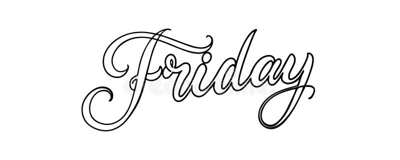 The Word Friday in One Line. Calligraphic Text. Vector Illustration ...