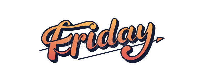 The Word Friday in One Line. Calligraphic Text. Vector Illustration ...
