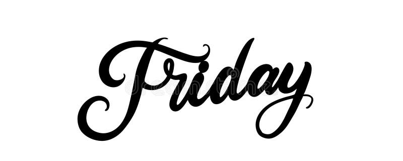 The Word Friday in One Line. Calligraphic Text. Vector Illustration ...
