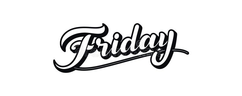 The Word Friday in One Line. Calligraphic Text. Vector Illustration ...