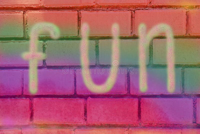 Word Fun on Brick Wall Background Stock Image - Image of close ...