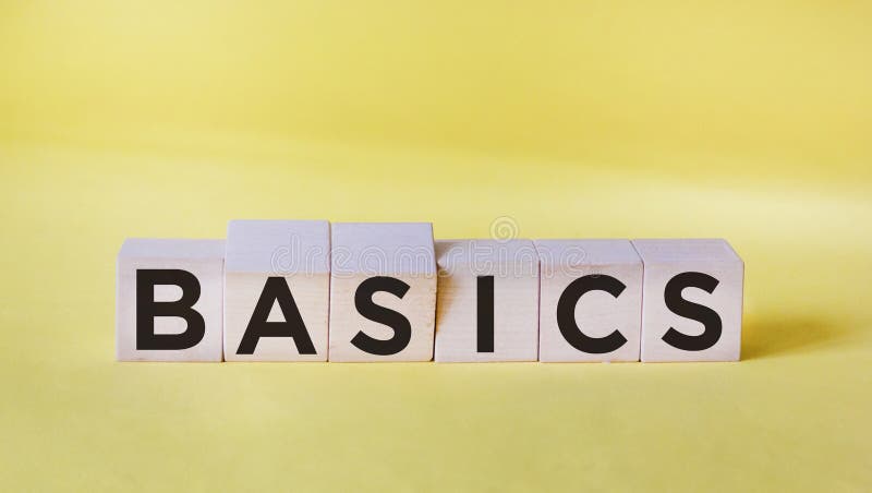 The Word FUNDAMENTALS Made from Building Blocks on a Yellow Background ...