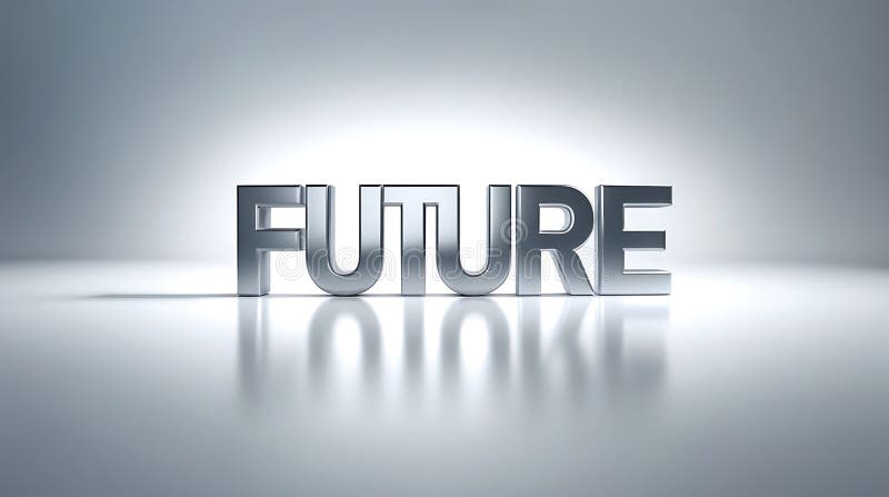 Metallic Letters Forming the Word Future with Reflections in a Bright ...