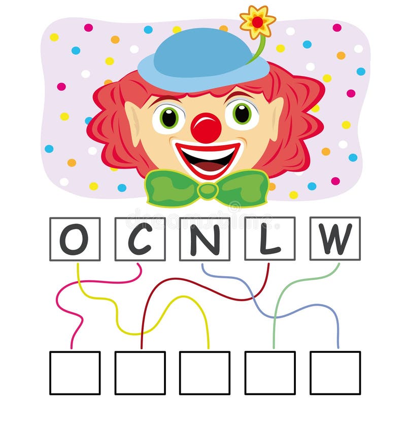 Word game with clown stock vector. Illustration of follow - 15568996