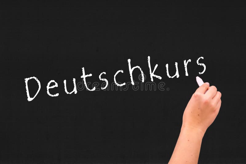 The Word German Course on a Blackboard Stock Image - Image of building ...