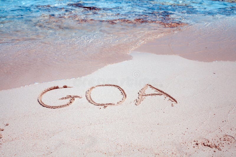 Word Goa on beach stock photo. Image of dreams, dominican - 59752722