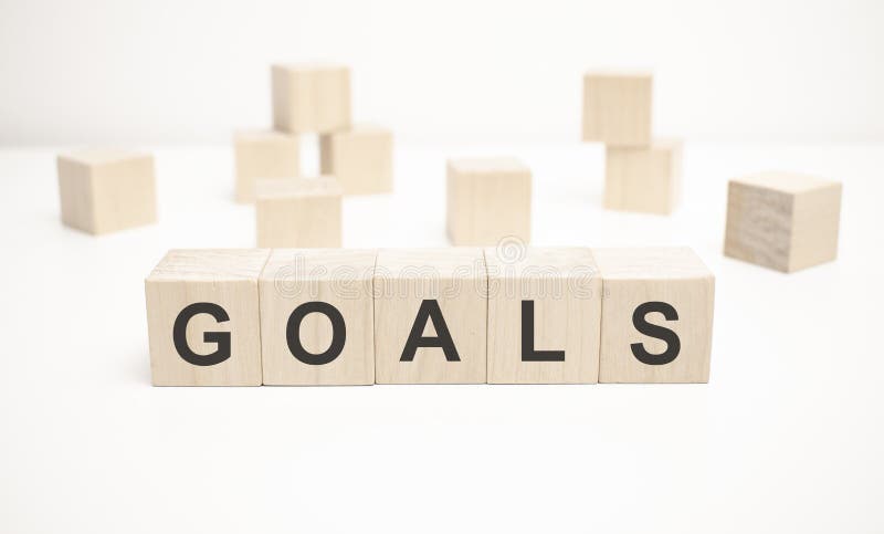 The Word GOALS is Written on a Wooden Cubes Structure. Blocks on a ...