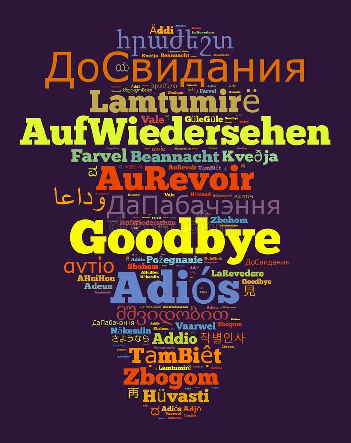 Word Goodbye in Different Languages Stock Illustration - Illustration ...