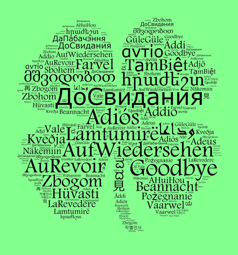 Word Goodbye in Different Languages Stock Illustration - Illustration ...