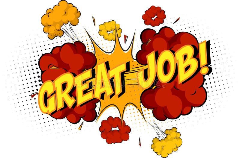 Word Great Job on Comic Cloud Explosion Background Stock Vector ...