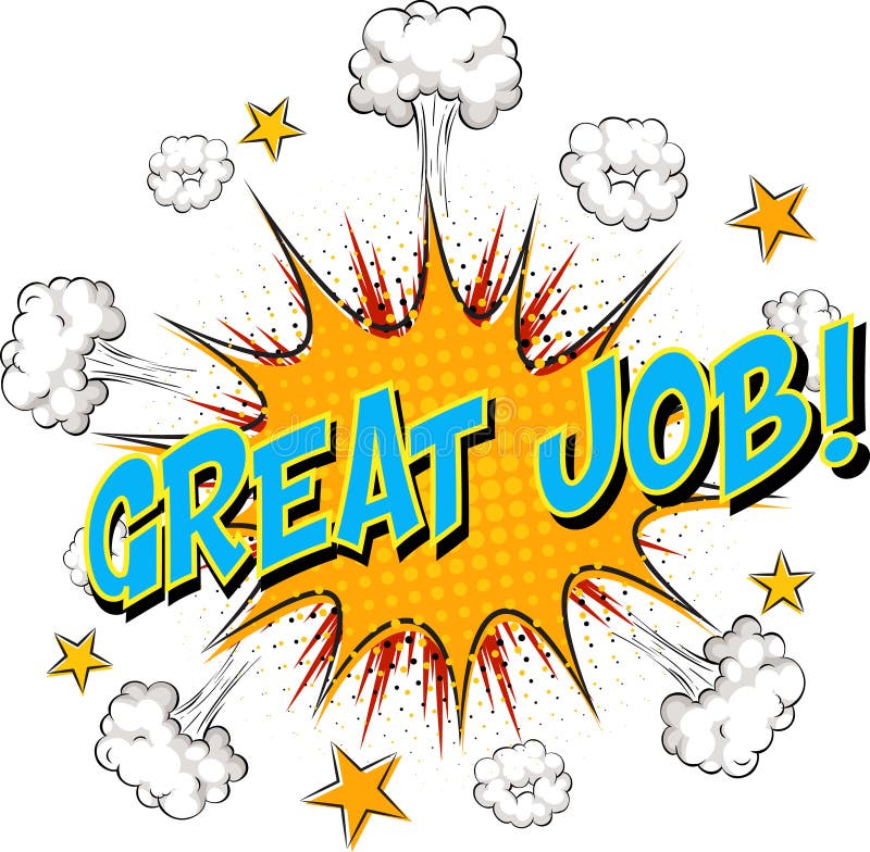 Word Great Job on Comic Cloud Explosion Background Stock Vector ...