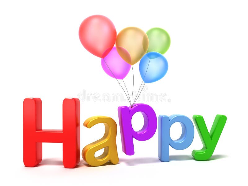 Word Happy with Colourful Letters. Stock Illustration - Illustration of ...