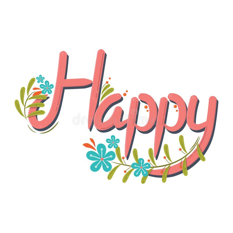 Word Happy. Vector Illustration Decorative Design Stock Vector ...