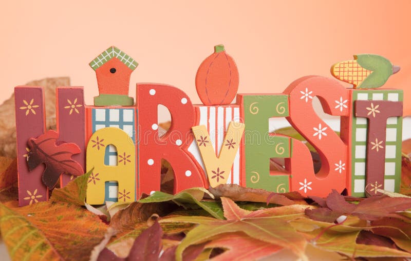 The Word Harvest Symbolizing Fall Stock Image - Image of design ...