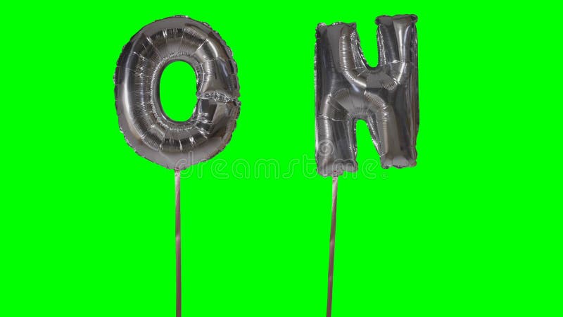 Word on from Helium Silver Balloon Letters Floating on Green Screen ...
