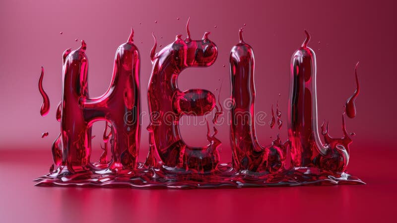 Word HELL Made of Red Liquid on Red Background Stock Illustration ...