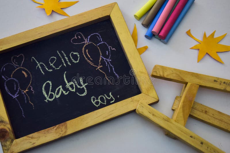 Hello Baby. Baby Shower Card. Gender Neutral Color. Stock Photo - Image ...