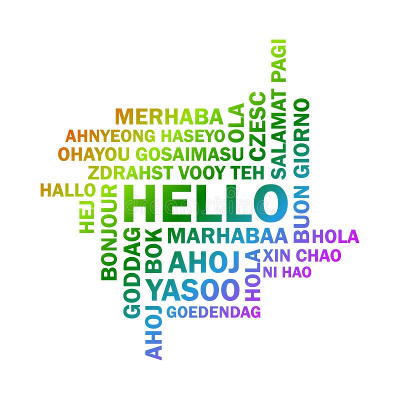 Word Hello Greet People Different Languages. International Community ...