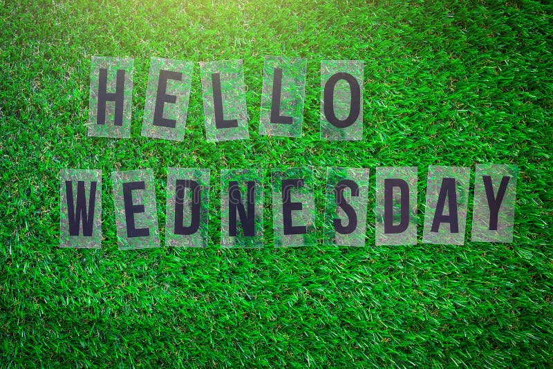 Word HELLO WEDNESDAY on Green Grass Ground Stock Image - Image of ...