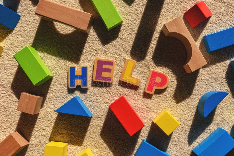 Word HELP and Didactic Toy Elements Stock Photo - Image of shape, word ...