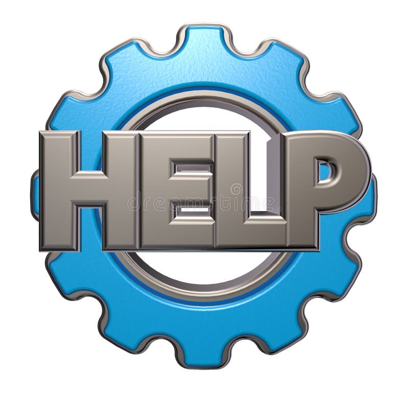 The Word Help and Gear Wheel Stock Illustration - Illustration of ...