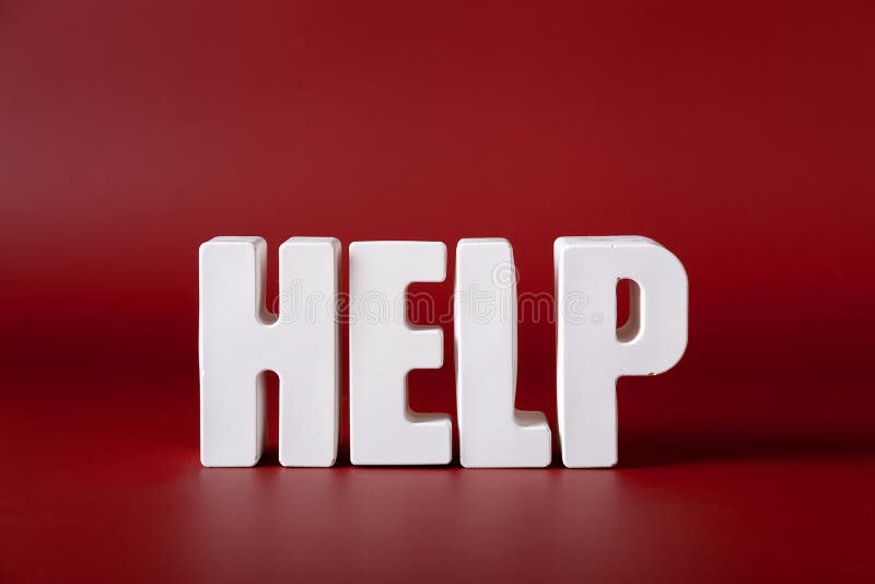 Word Help Made from White Concrete Letters on the Red Background Stock ...
