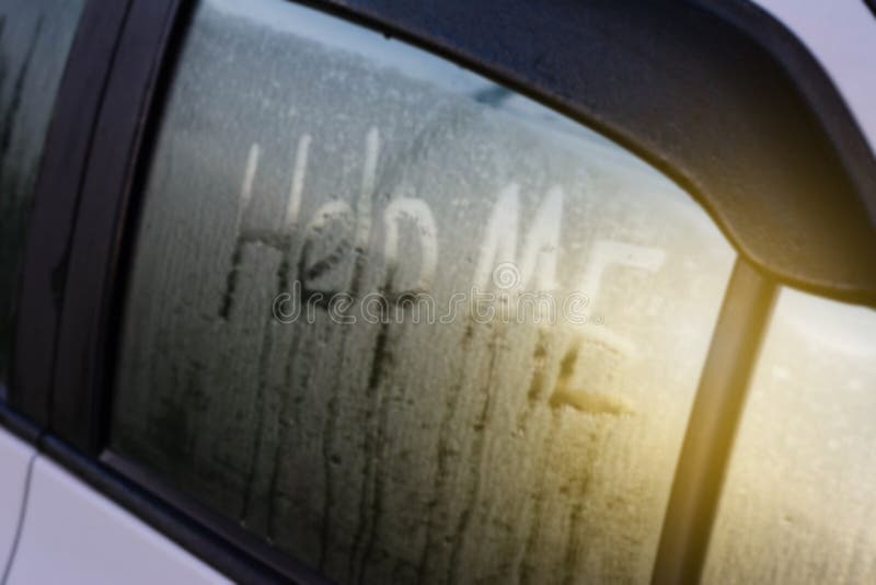 Word of Help Me Write on Car`s Mirror Stock Image - Image of afraid ...