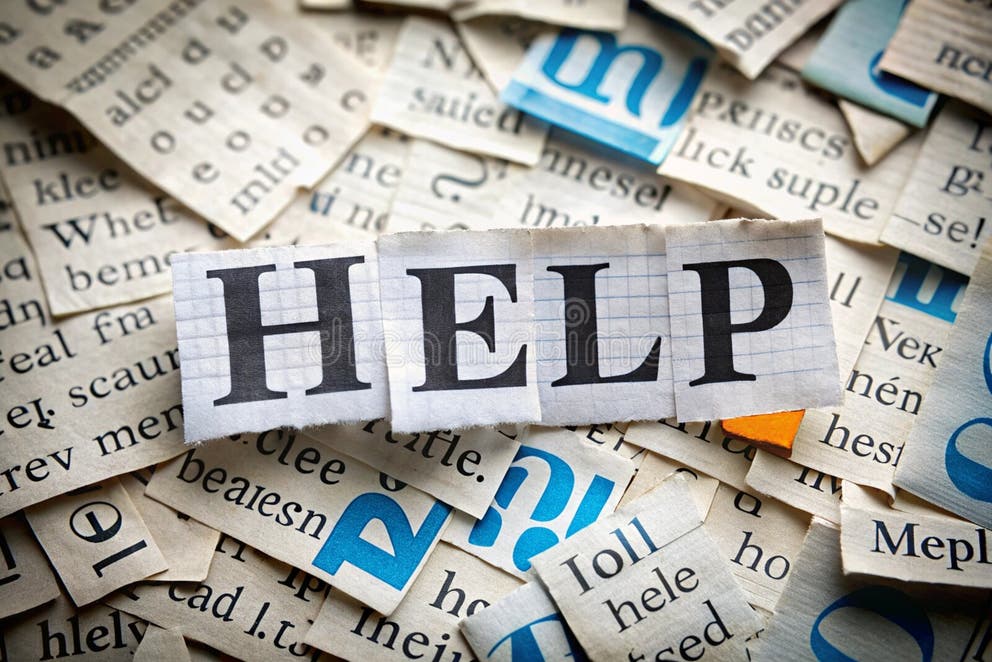 The Word Help on Paper Background Stock Illustration - Illustration of ...