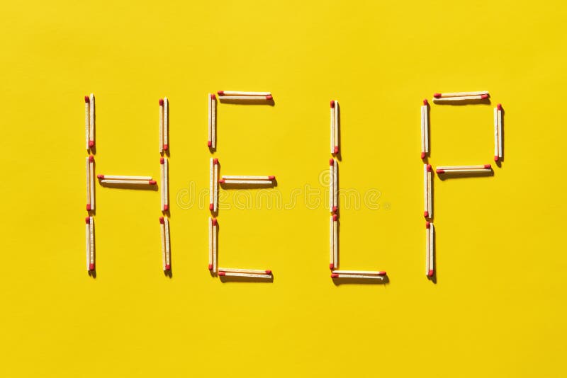 Word HELP Spelled with Matchsticks on Yellow Background Stock Photo ...