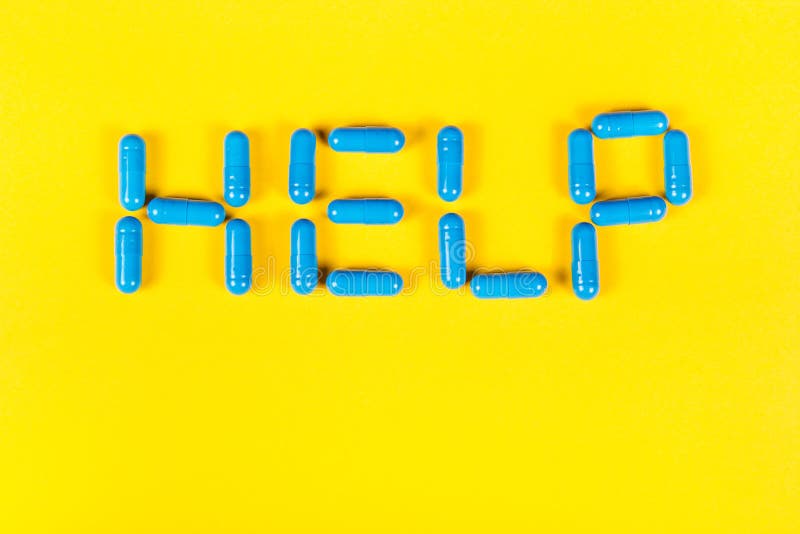 The Word `Help` of Tablets. Blue Pills. Word Help from Tablets. Top ...