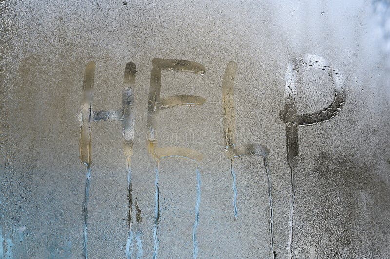 Help - Written on the Glass Stock Photo - Image of raindrop, dark ...