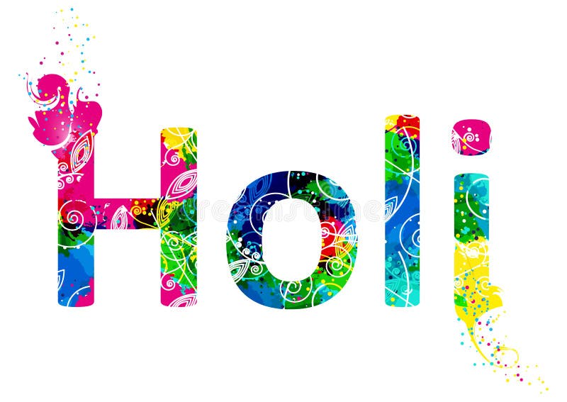 Word Holi with Multicolor Abstract Pattern. Stock Vector - Illustration ...