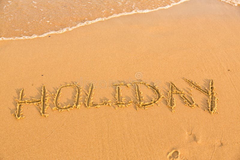 Word Holiday on the Yellow Sandy Beach Stock Image - Image of nature ...
