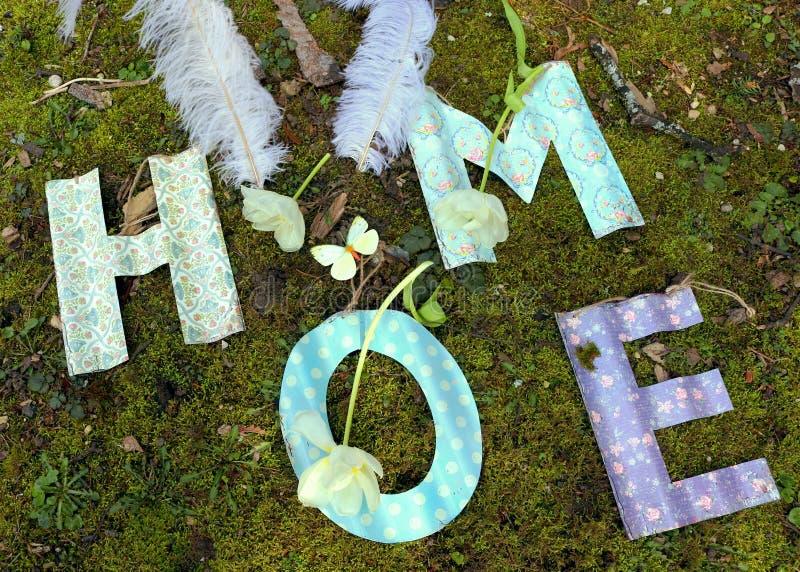 Word HOME. Word Home of the Decorative Letters on Grass. Letters Stock ...