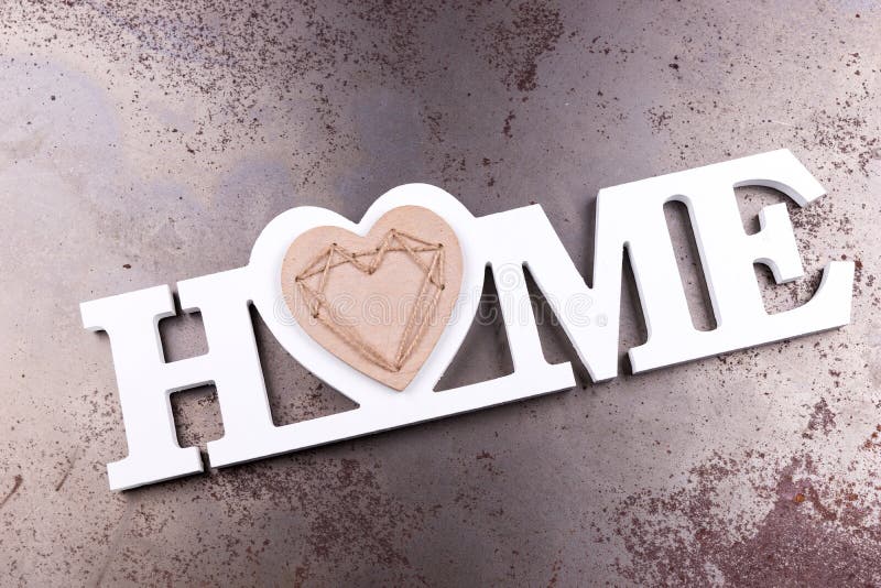 The Word Home in White Letters on Rusty Background Stock Photo - Image ...