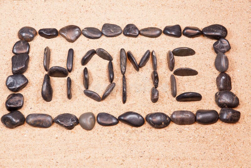 Word Home Written with Pebbles on the Sand Stock Photo - Image of ...