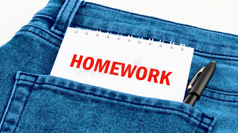 Word HOMEWORK on a Notebook in Red Letters in Jeans Stock Image - Image ...