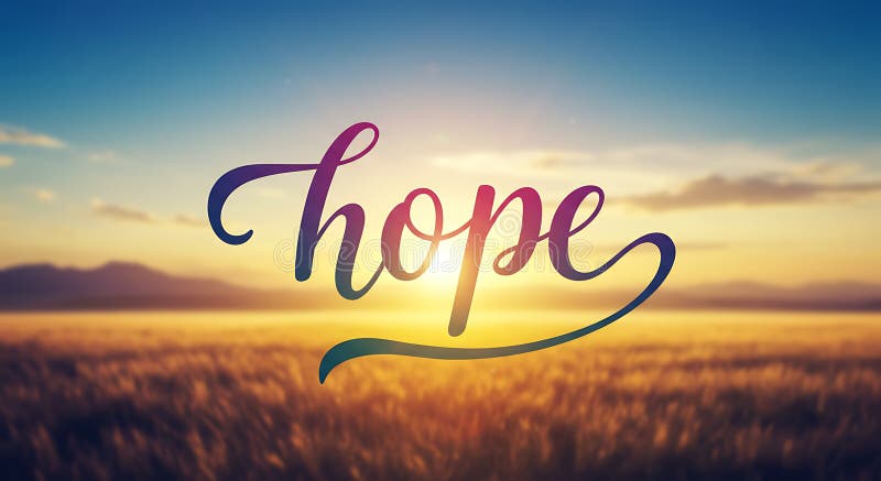 The Word "hope," Elegantly Scripted, Overlays a Tranquil Sunset Scene ...