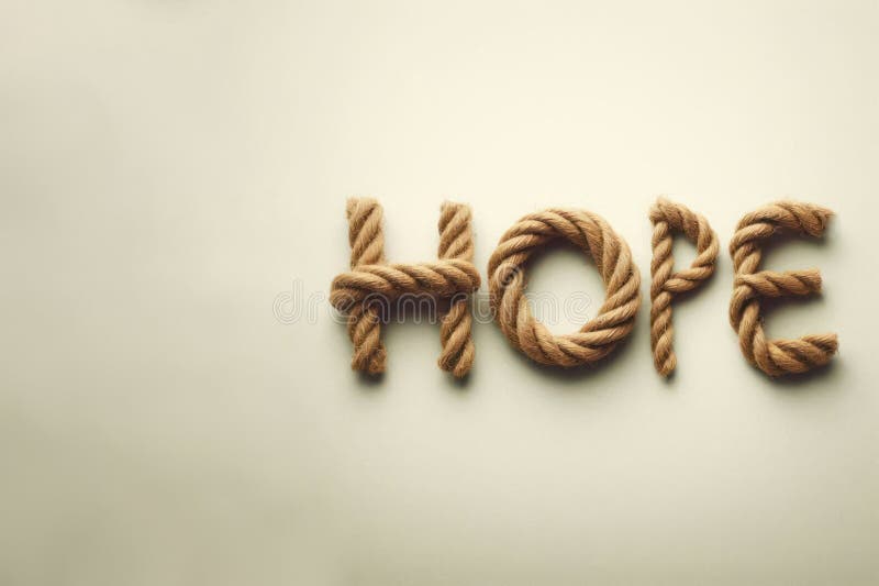 The Word HOPE Laid Out from Pieces of Rope. Space for Text. Stock Image ...