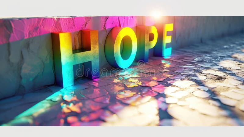 The Word Hope is Lit Up in Rainbow Colors Stock Image - Image of text ...