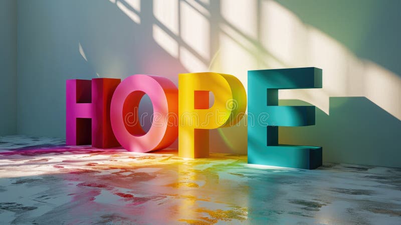 The Word Hope is Painted in Bright Colors Stock Illustration ...