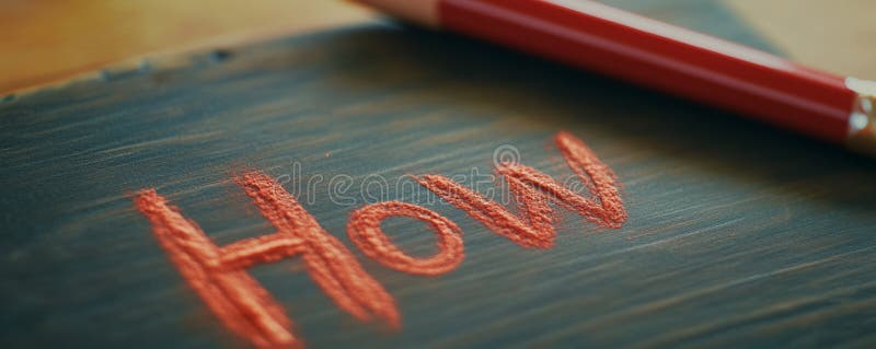 Word How Written in Red Chalk on a Blackboard with Red Pencil Stock ...