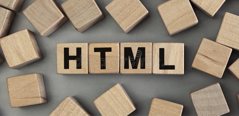 Word HTML Made with Wood Building Blocks. Top View Stock Image - Image ...