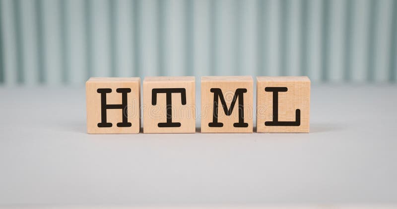 Word HTML on Wooden Blocks, White Background. Business and Finance ...