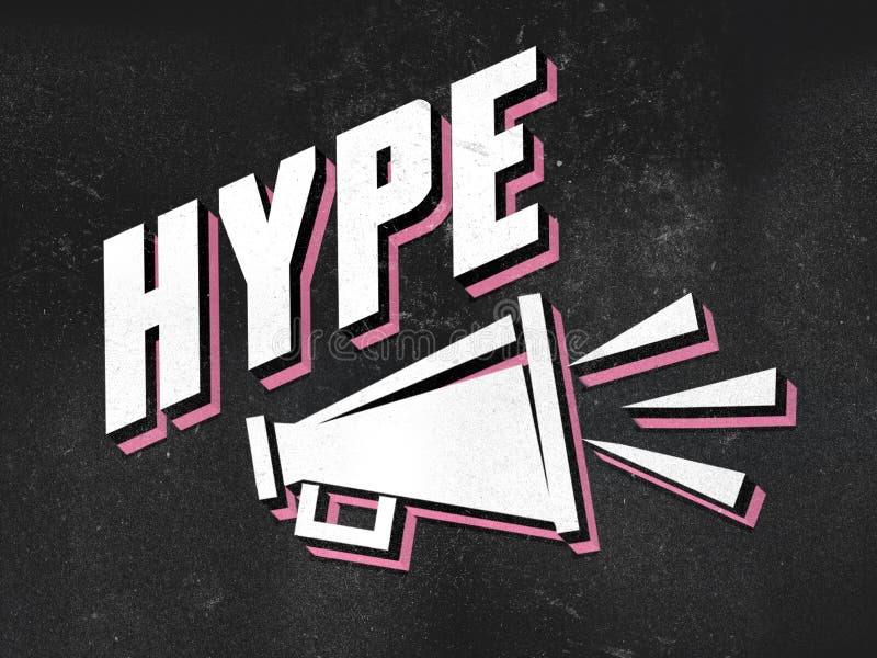 Word Hype and Megaphone Illustration on Dark Grey Textured Background ...