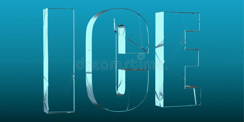 The Word Ice with an Ice Cube Texture Stock Illustration - Illustration ...